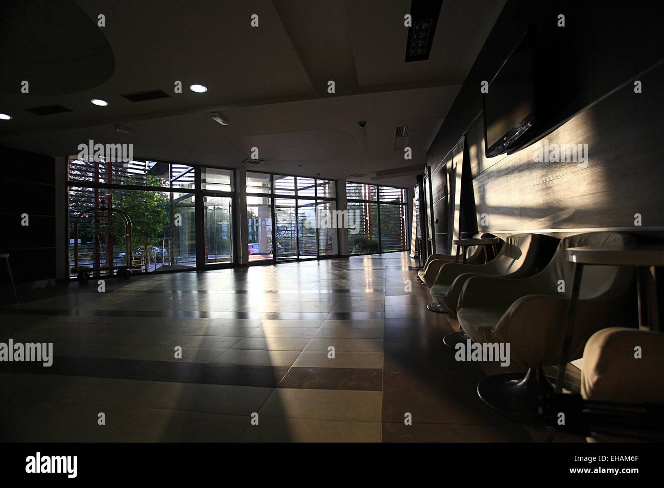 hotel reception morning window Stock Photo - Alamy