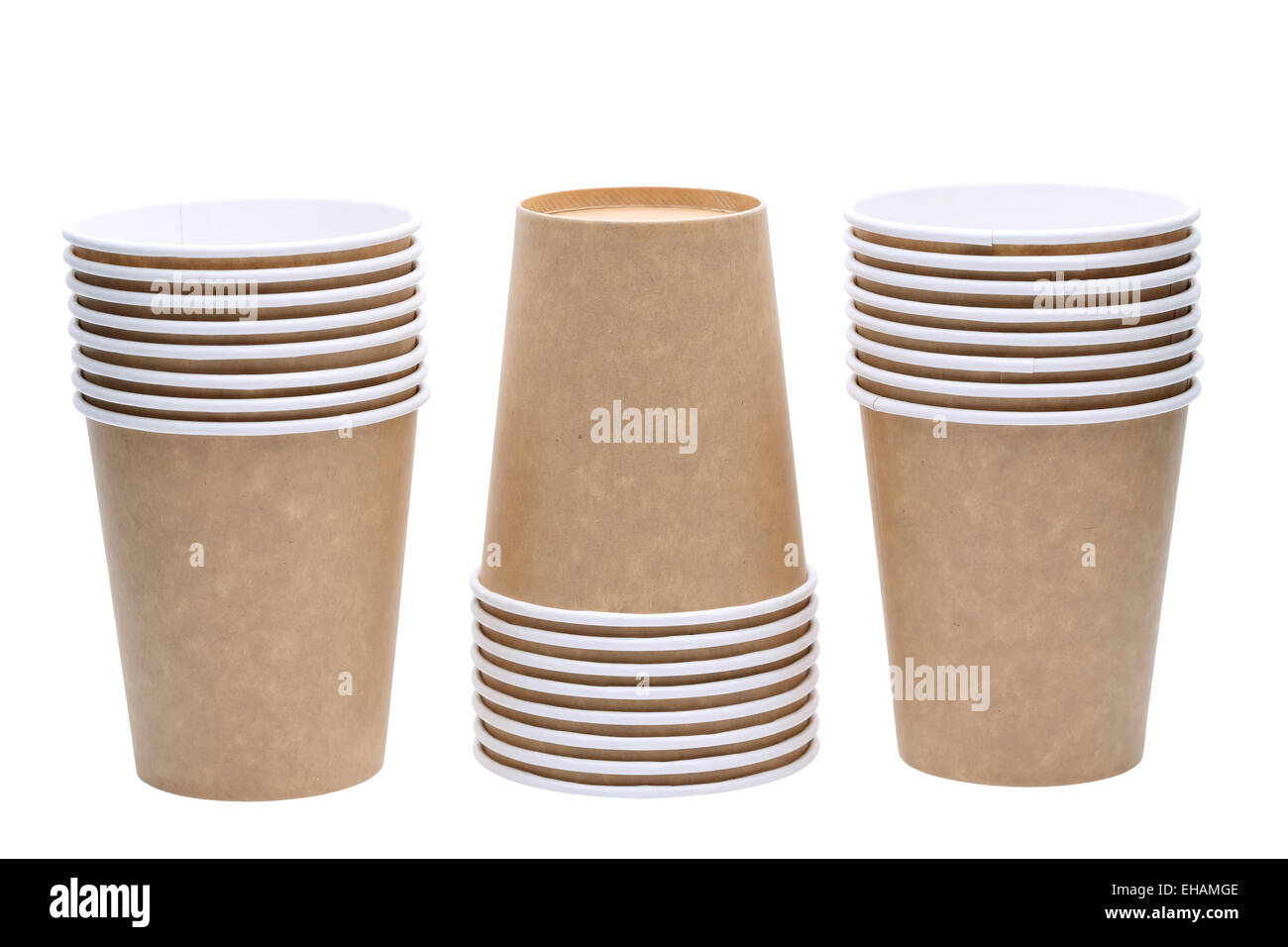 Stack of disposable paper cup isolated on white background Stock Photo ...