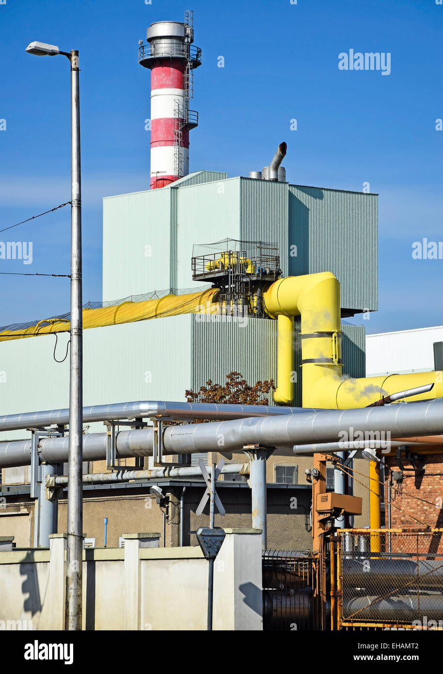 Pipelines and smoke stack of the power station Stock Photo - Alamy