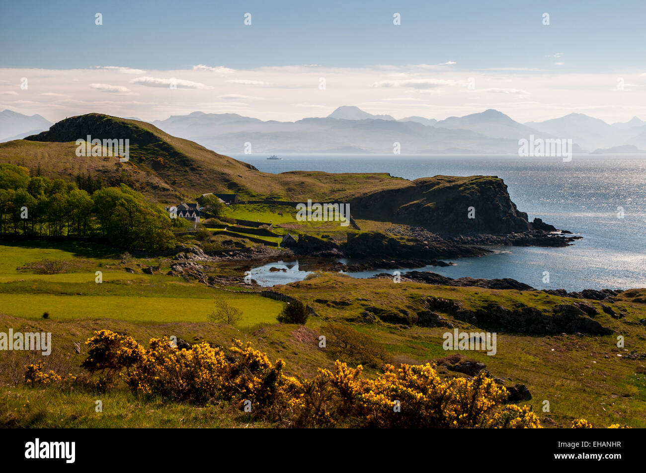 The Aird of Sleat with the hills of the western highlands seen across ...