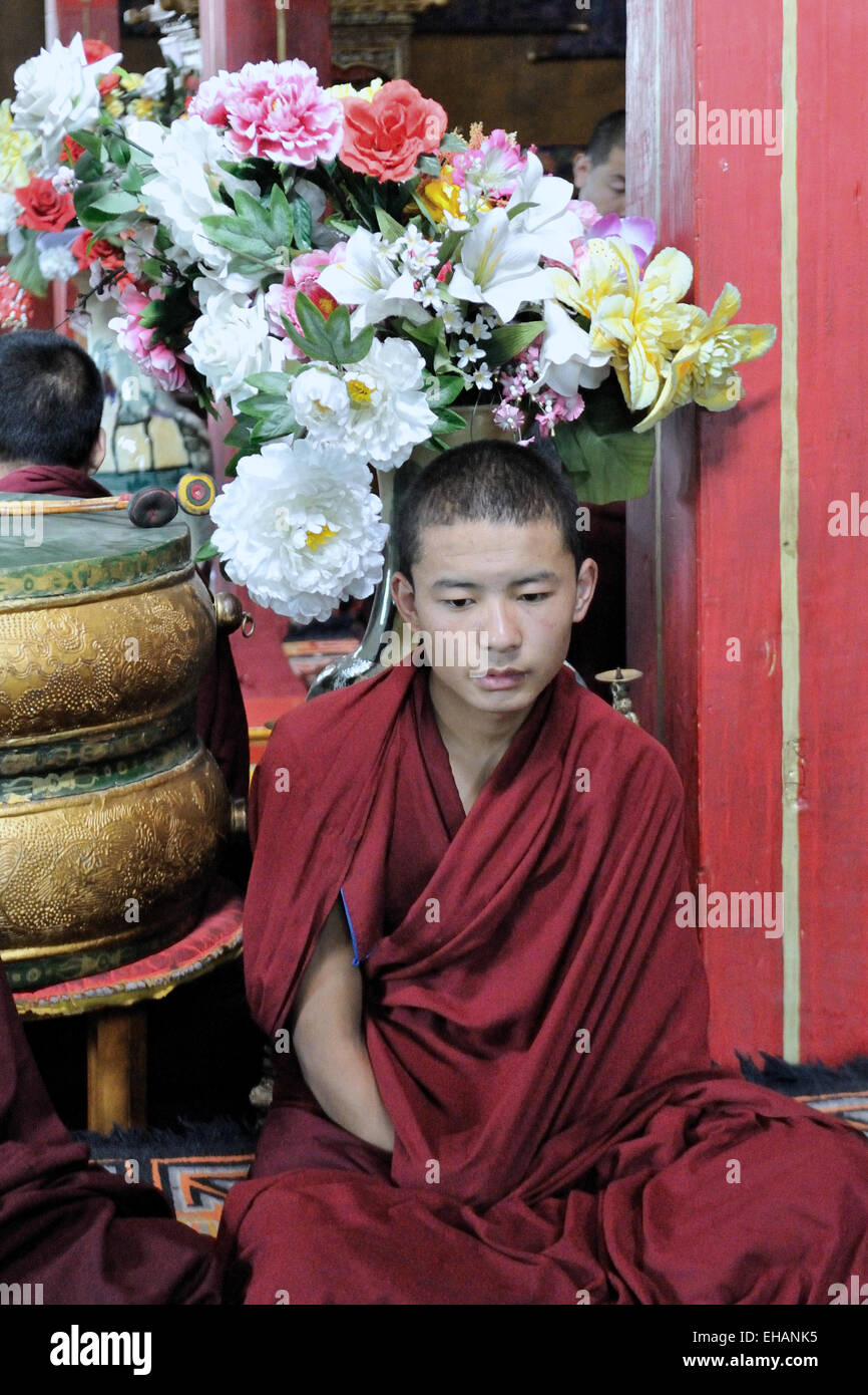Lhasa, Monk at Kundeling Monastery Stock Photo - Alamy