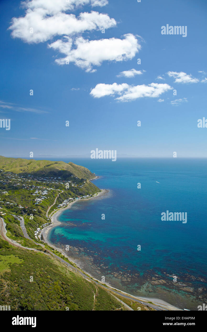 Pukerua Bay, Wellington region, North Island, New Zealand - aerial ...