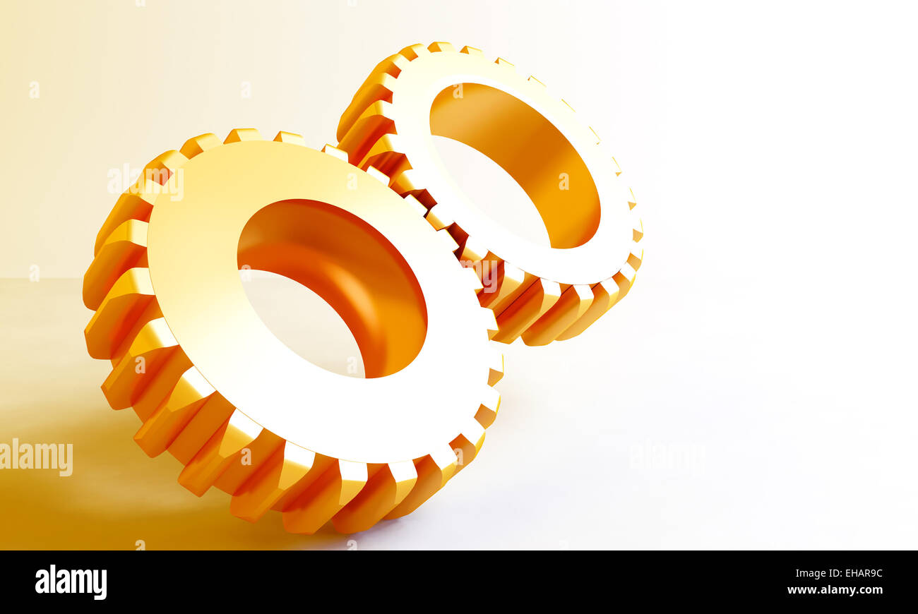 golden linked metal gears Stock Photo - Alamy