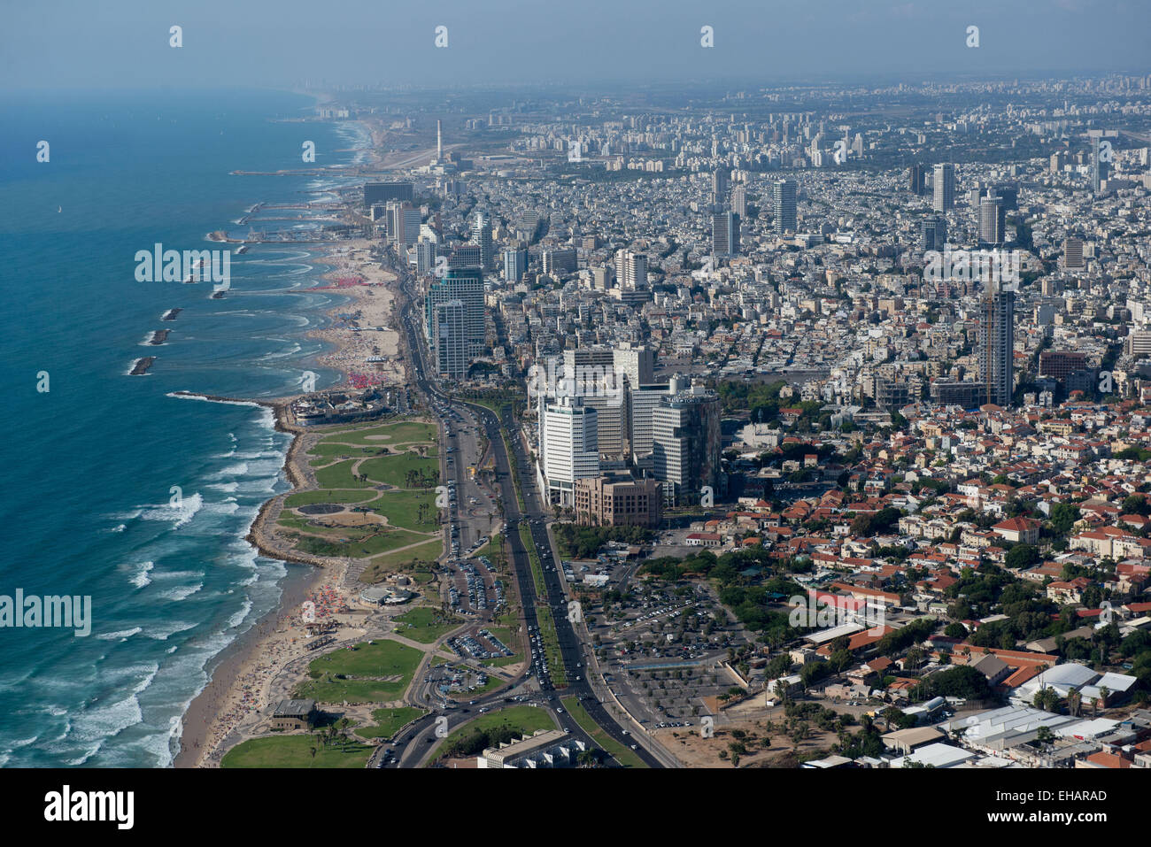 Aerial Photography of Tel Aviv, Israel view of the coast line as seen ...