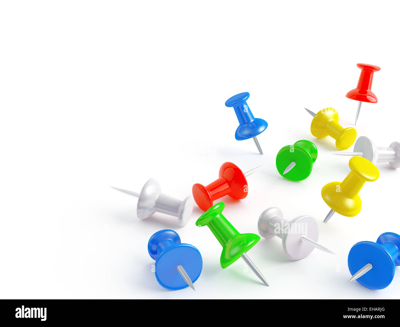 attached varicolored office pins Stock Photo - Alamy