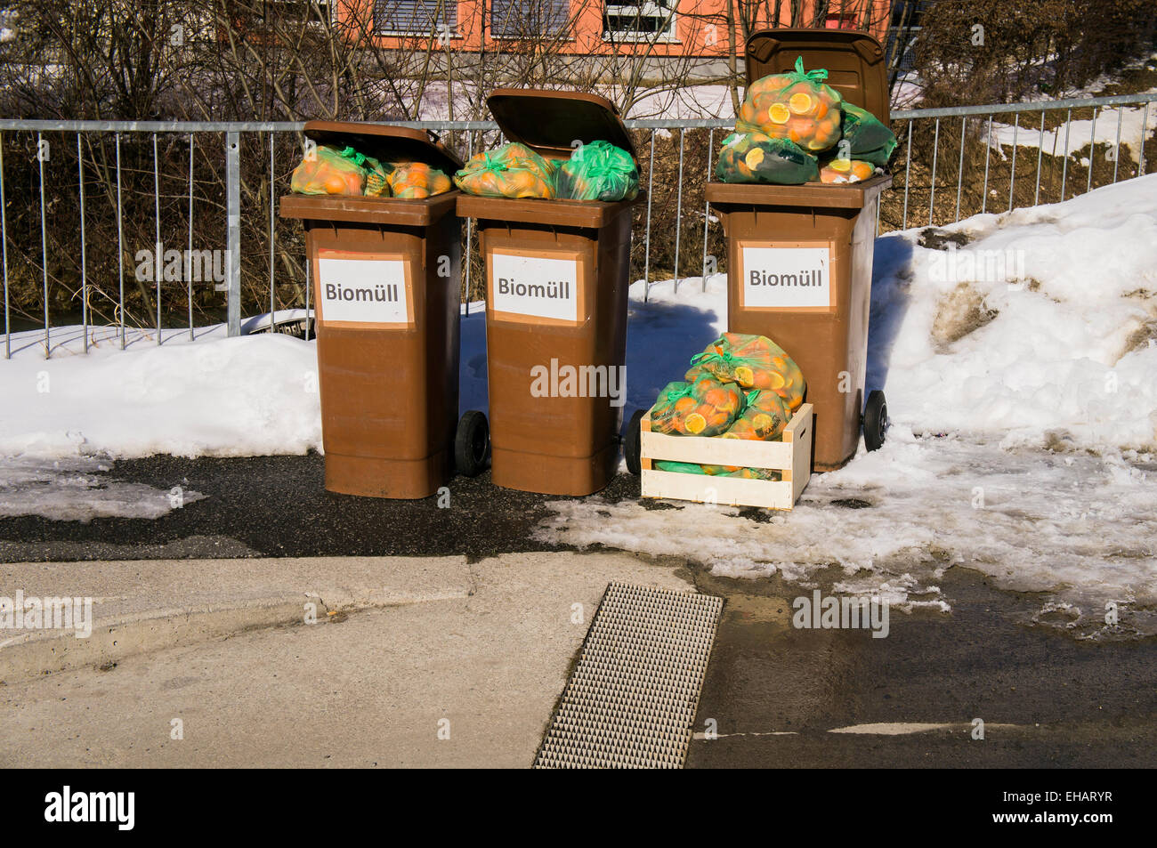 sorted bio waste container, Biomuell Stock Photo - Alamy