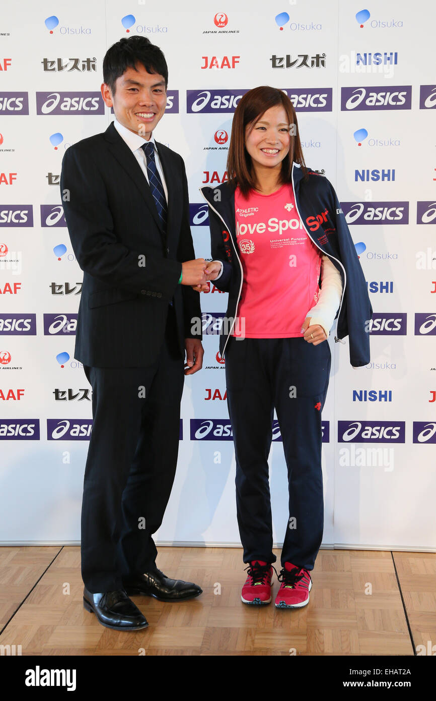 Tokyo, Japan. 11th Mar, 2015. (L-R) Masato Imai, Sairi Maeda (JPN) Marathon : Japan Association ...