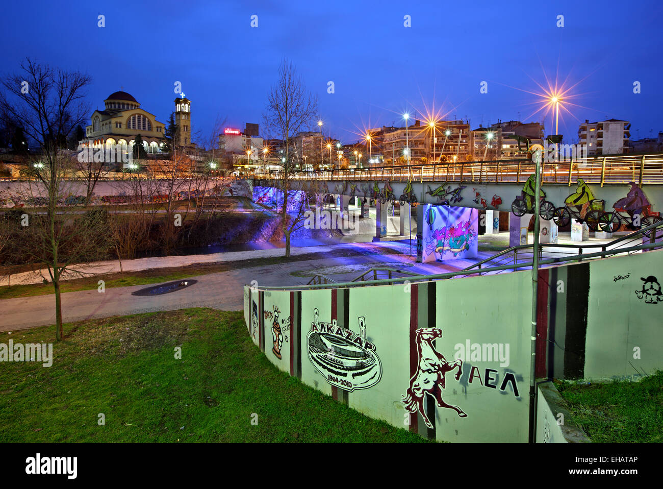 Bridge over Pineios (Peneus) river, Larissa city, Larissa prefecture ...