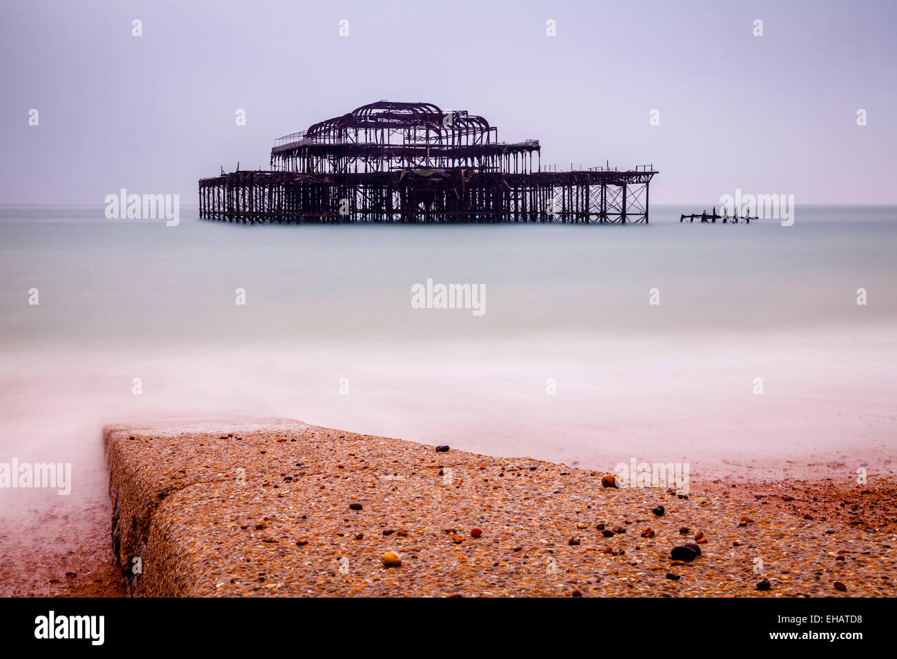 The West Pier (destroyed by fire), Brighton, Sussex, UK Stock Photo - Alamy