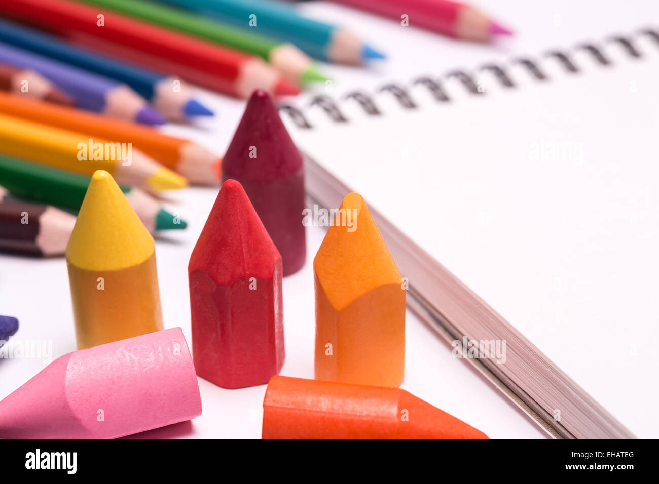colorful crayons and pencils Stock Photo - Alamy