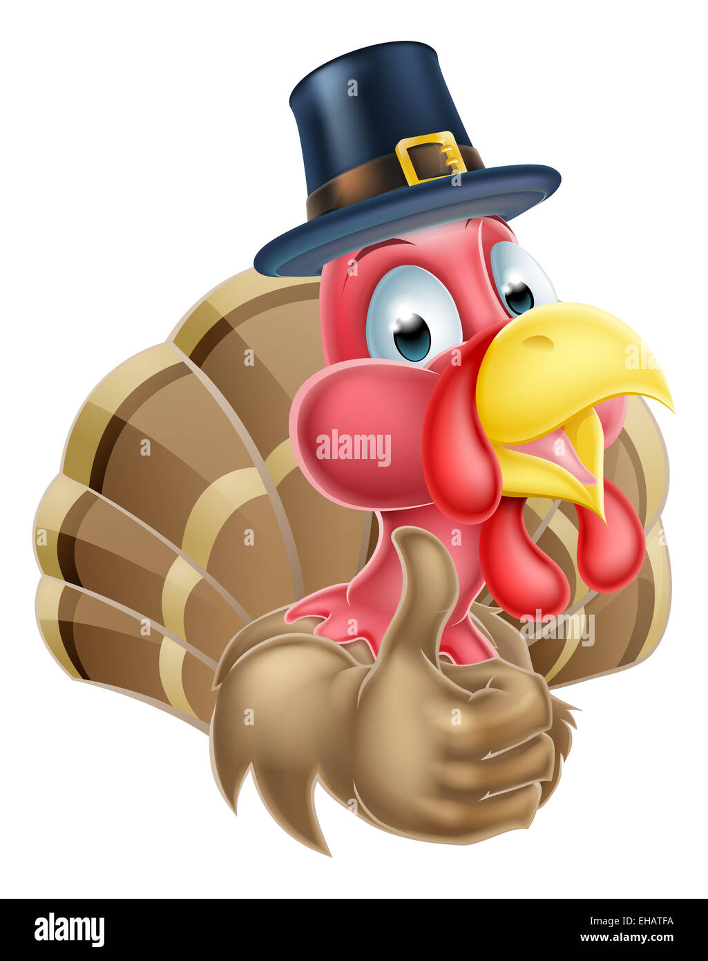 Cartoon thanksgiving turkey mascot giving a thumbs up and wearing a ...