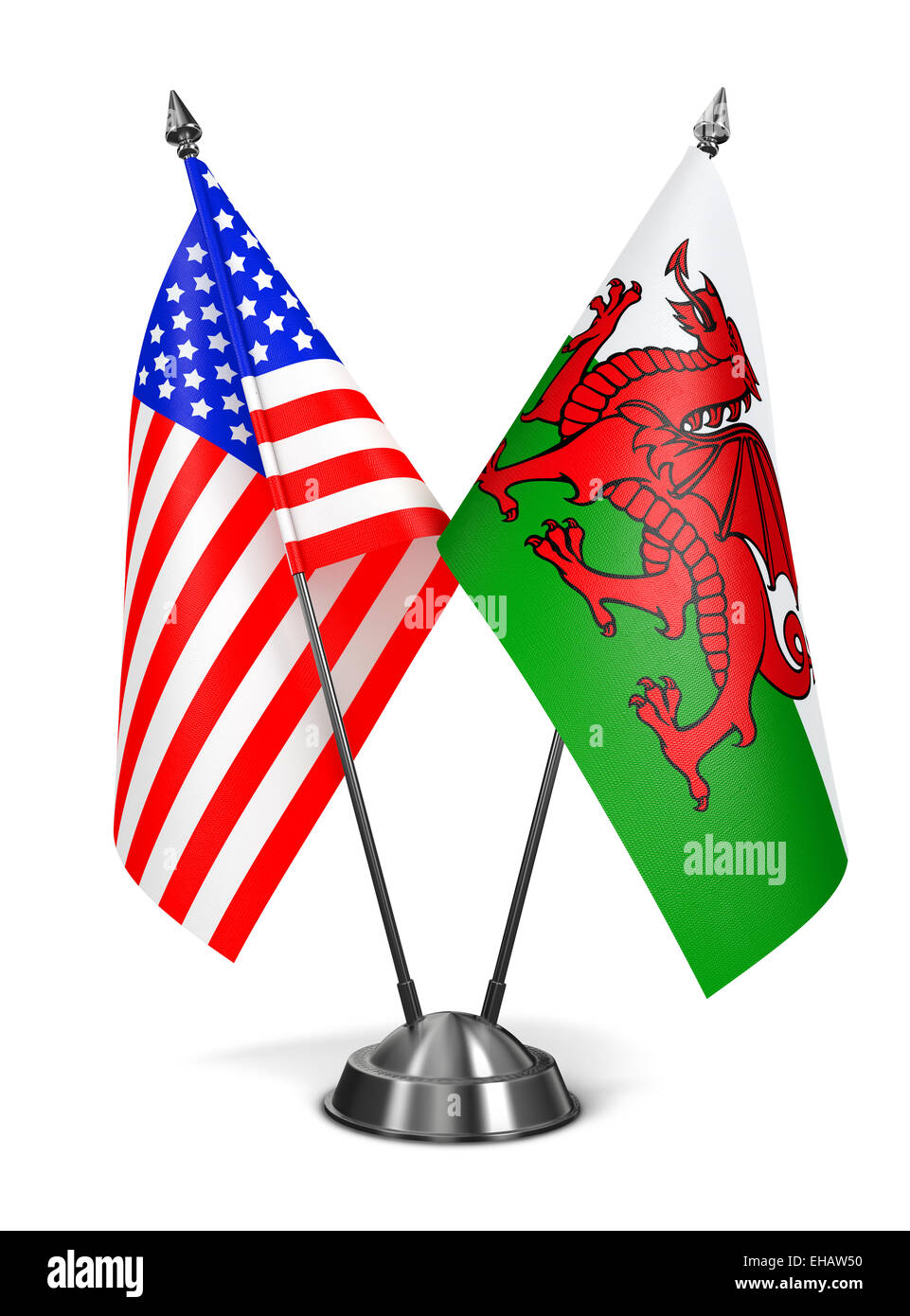 USA and Wales - Miniature Flags Isolated on White Background Stock ...