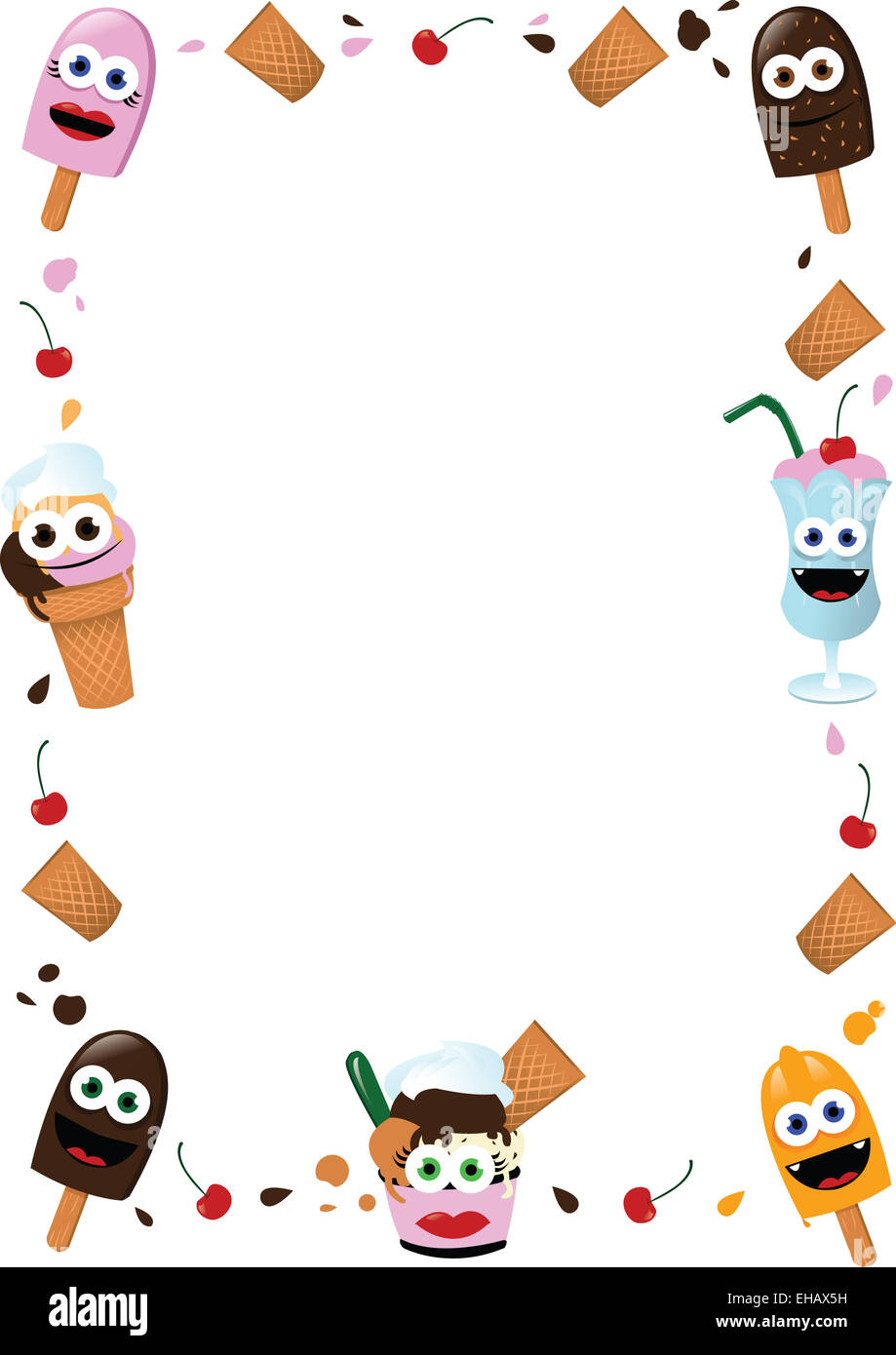 a vector cartoon representing a funny frame with ice creams Stock Photo ...