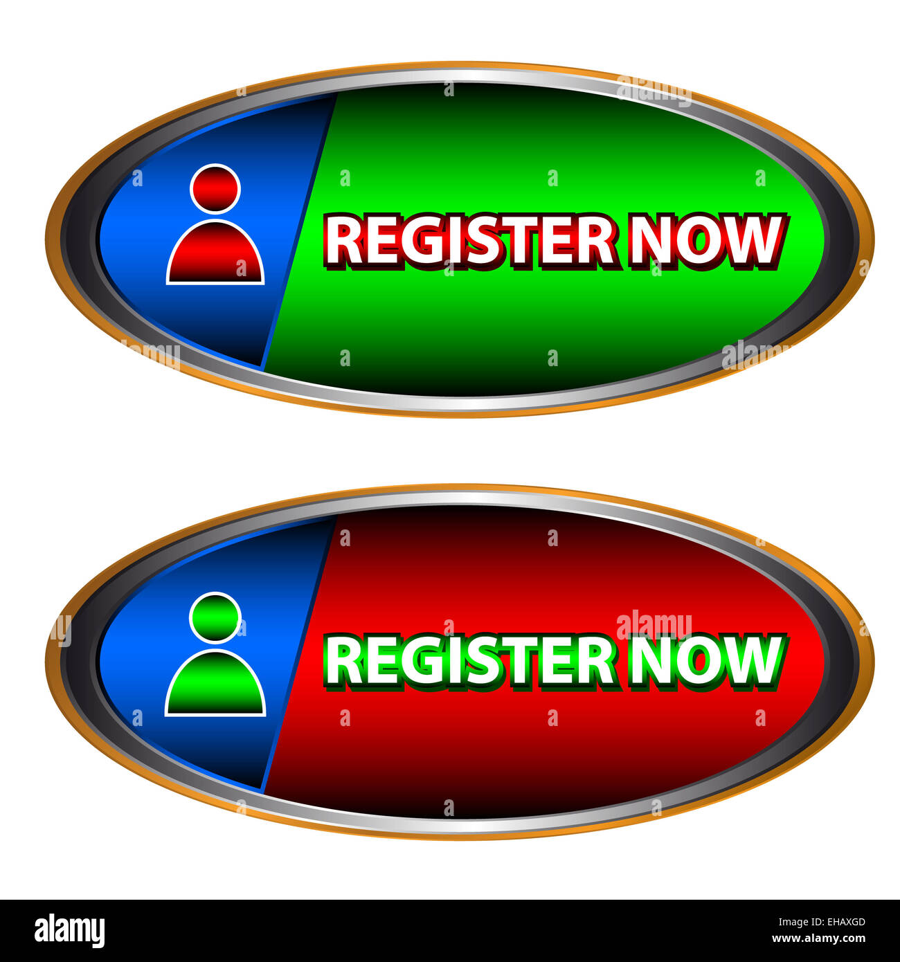 Buttons register now Stock Photo - Alamy