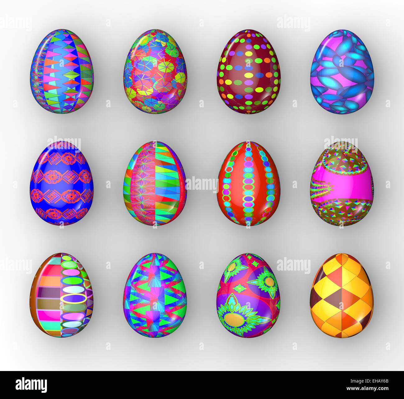Painted Easter eggs of different colors isolated on background Stock ...