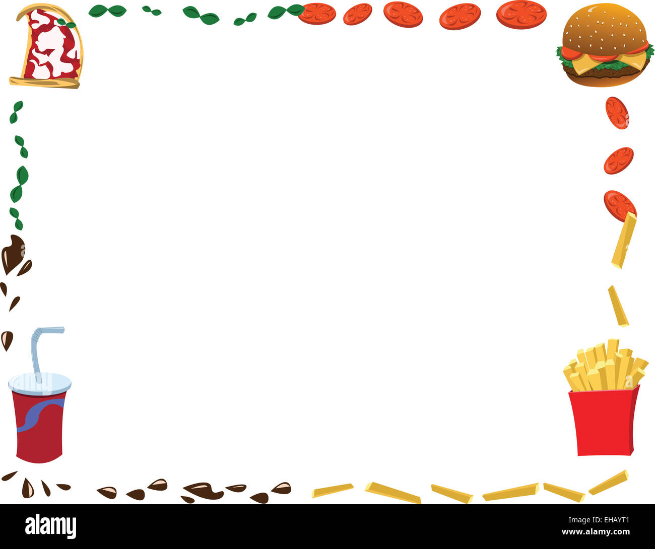 Fast Food Borders AR Creative Italian Food, French Fries, Sandwich,