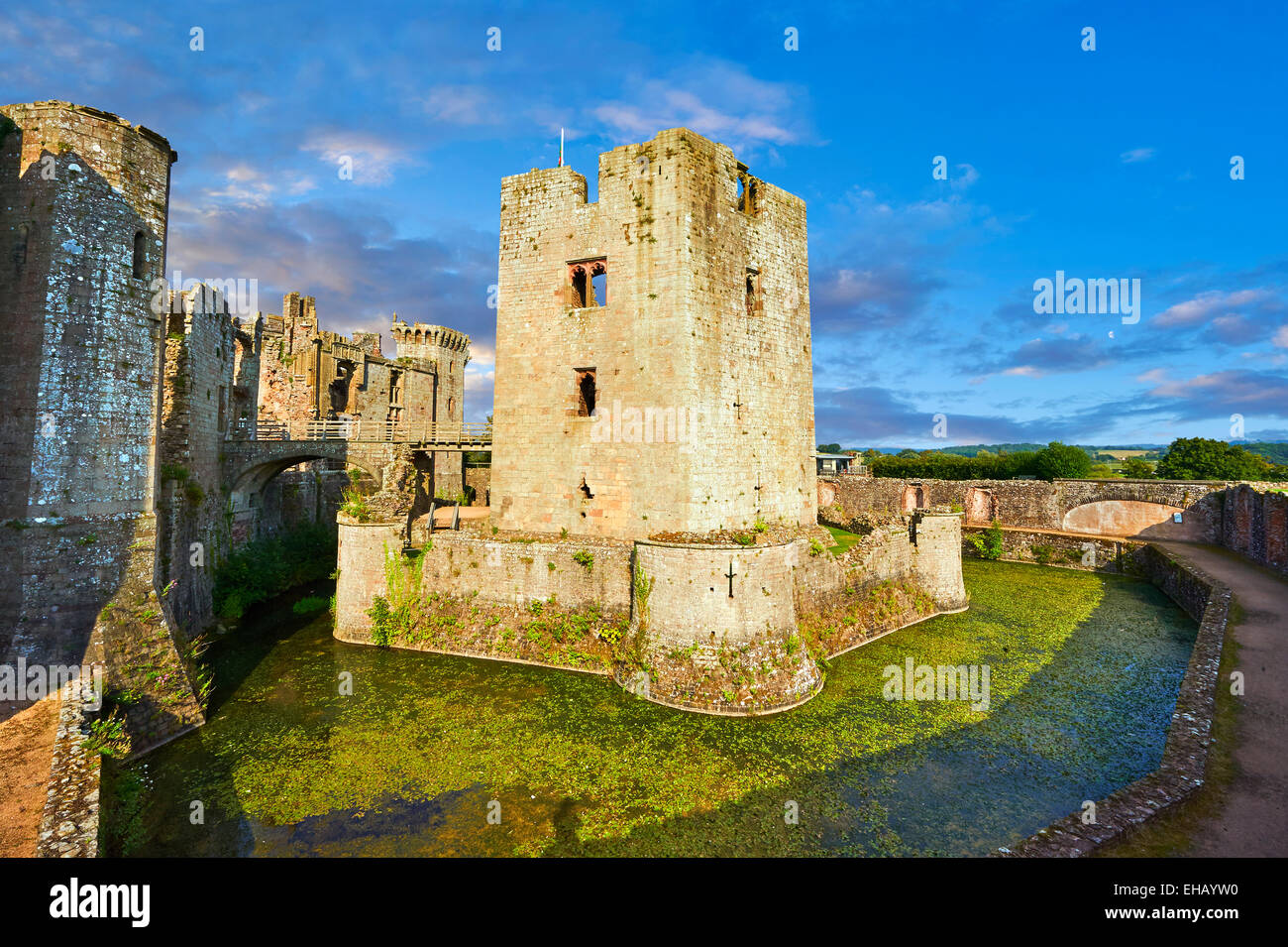 Ruins of the medieval Raglan Castle (Welsh: Castell Rhaglan ...