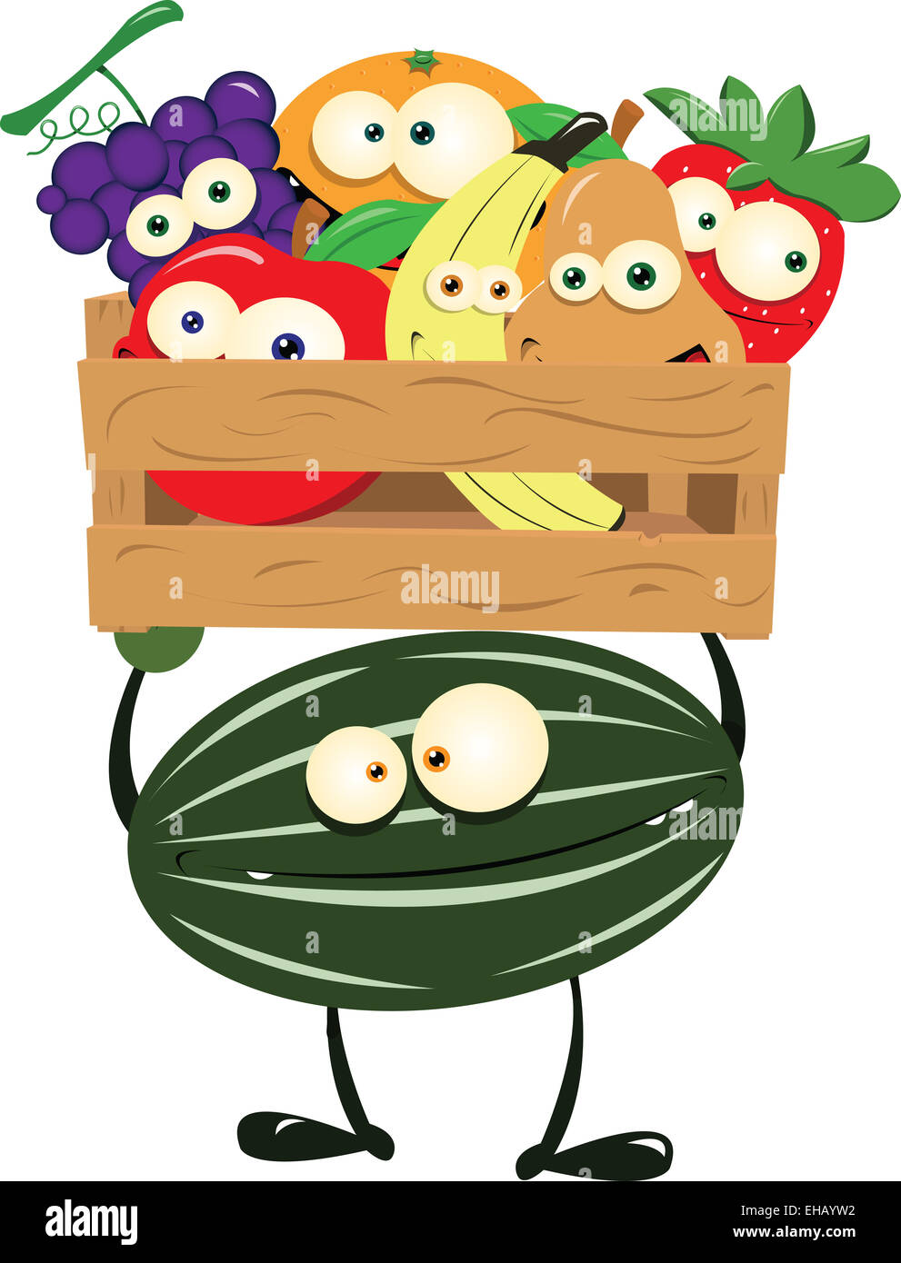 Funny watermelon fruit cartoon illustration hi-res stock photography ...