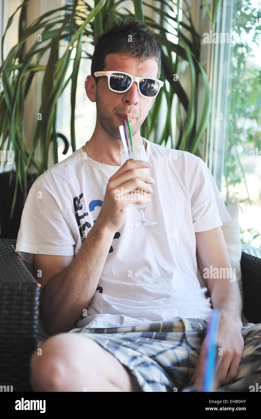 man drink fresh morning coffee Stock Photo - Alamy