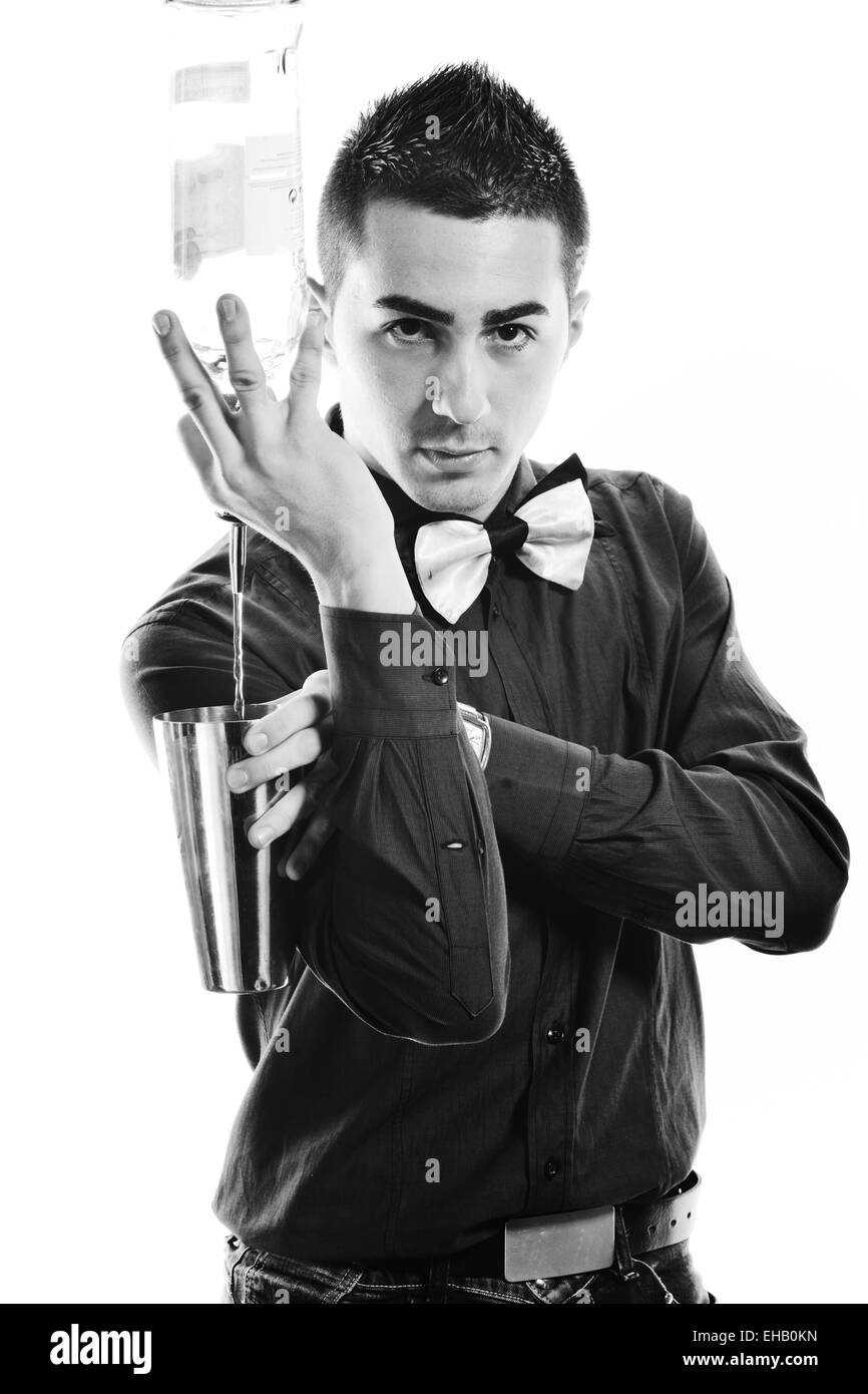 barman portrait isolated on white background Stock Photo - Alamy