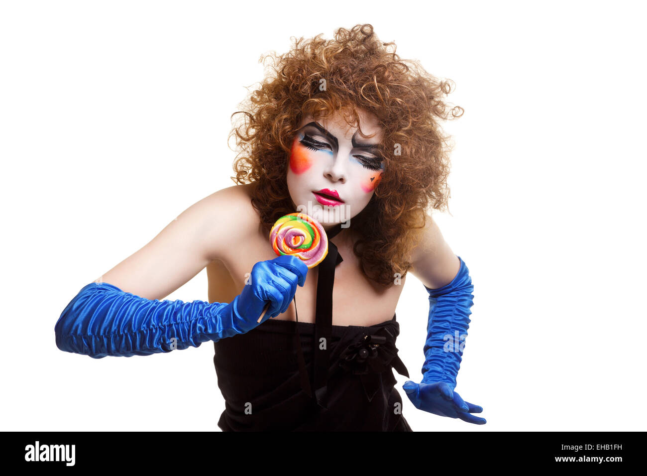 woman mime with theatrical makeup singing Stock Photo - Alamy