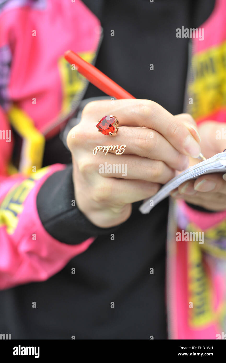 Blogger Yu Masui arriving at the Leonard Paris Fall 2015 runway show in ...