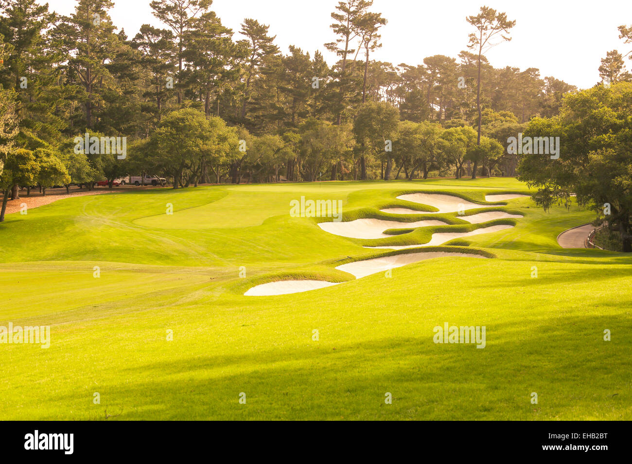 Sand barrier on the golf course Stock Photo - Alamy