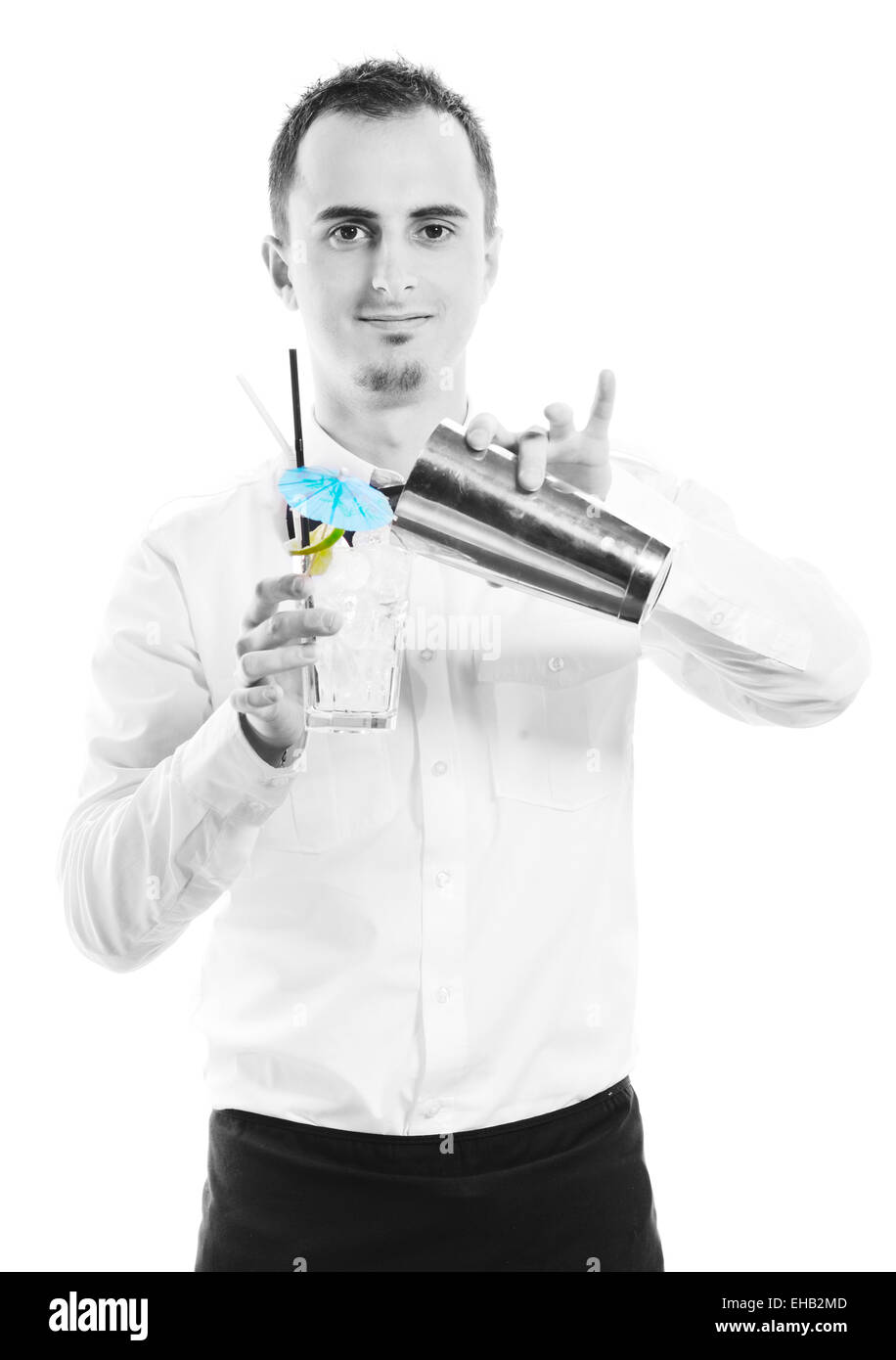 barman portrait isolated on white background Stock Photo - Alamy
