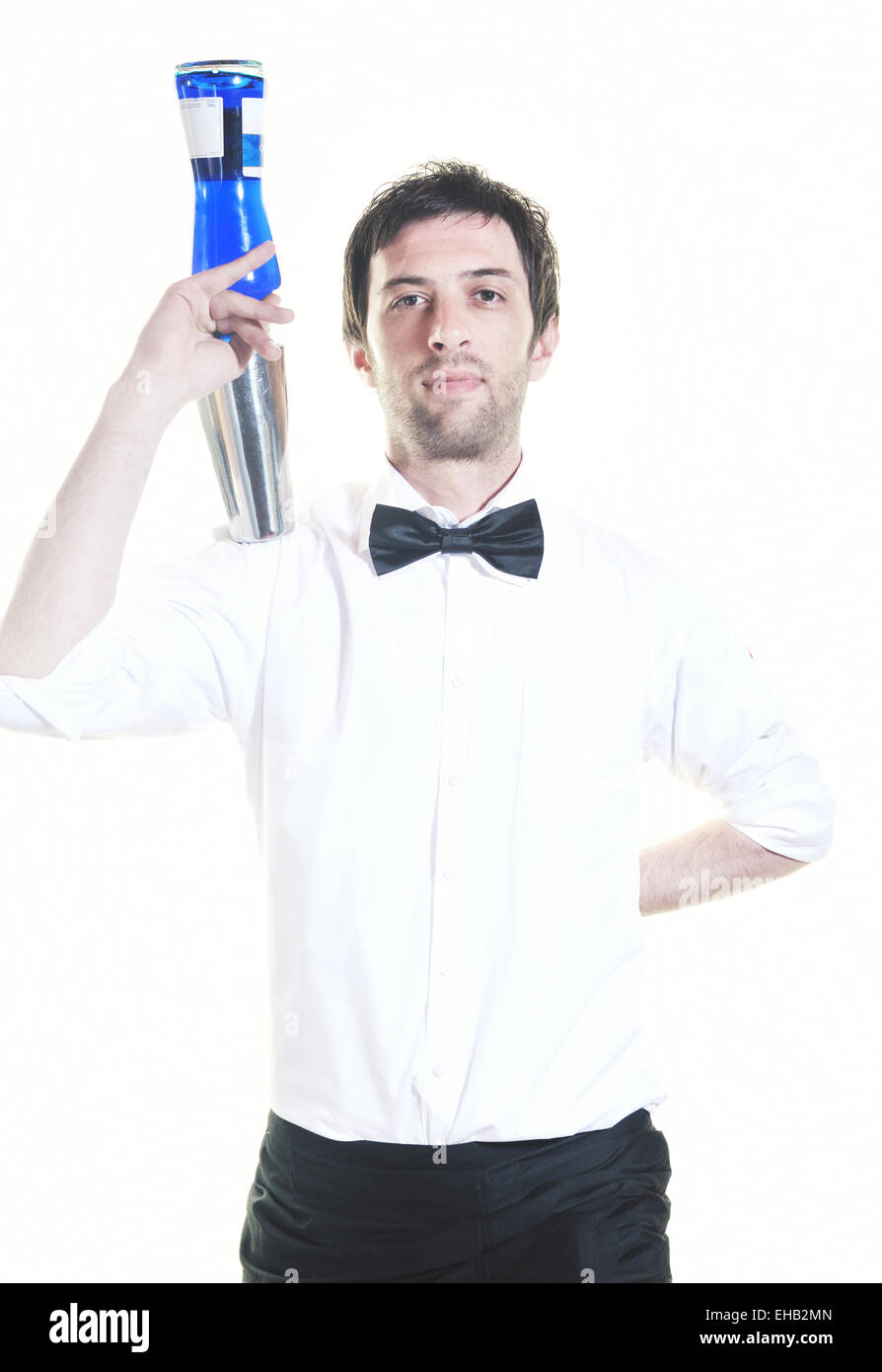 barman portrait isolated on white background Stock Photo - Alamy