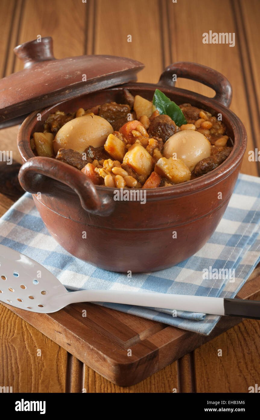Cholent. Potato, meat, bean and barley stew. Jewish Food Stock Photo ...