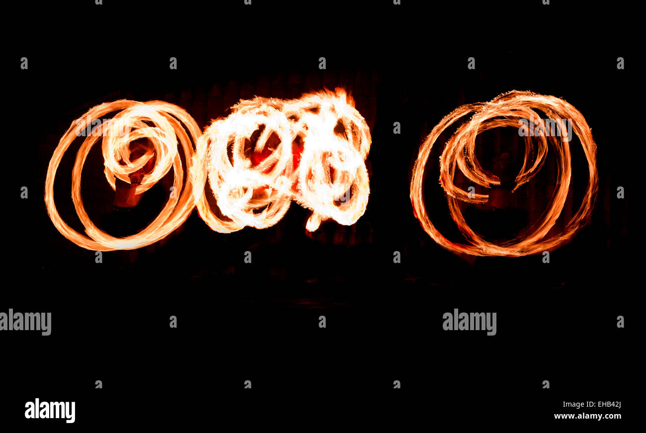 Fire Show Flaming Trails Stock Photo - Alamy