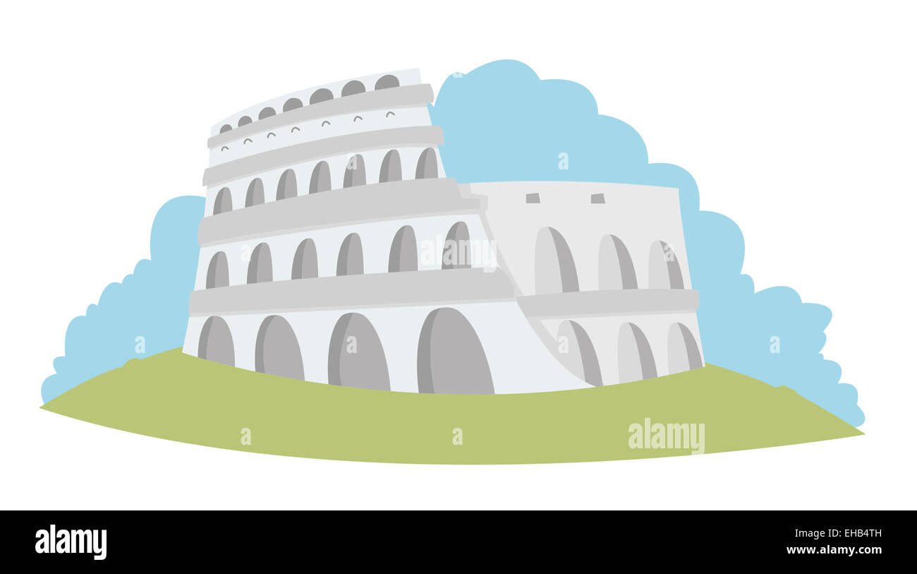 a vector illustration representing the Roman Colosseum in pastel tones ...