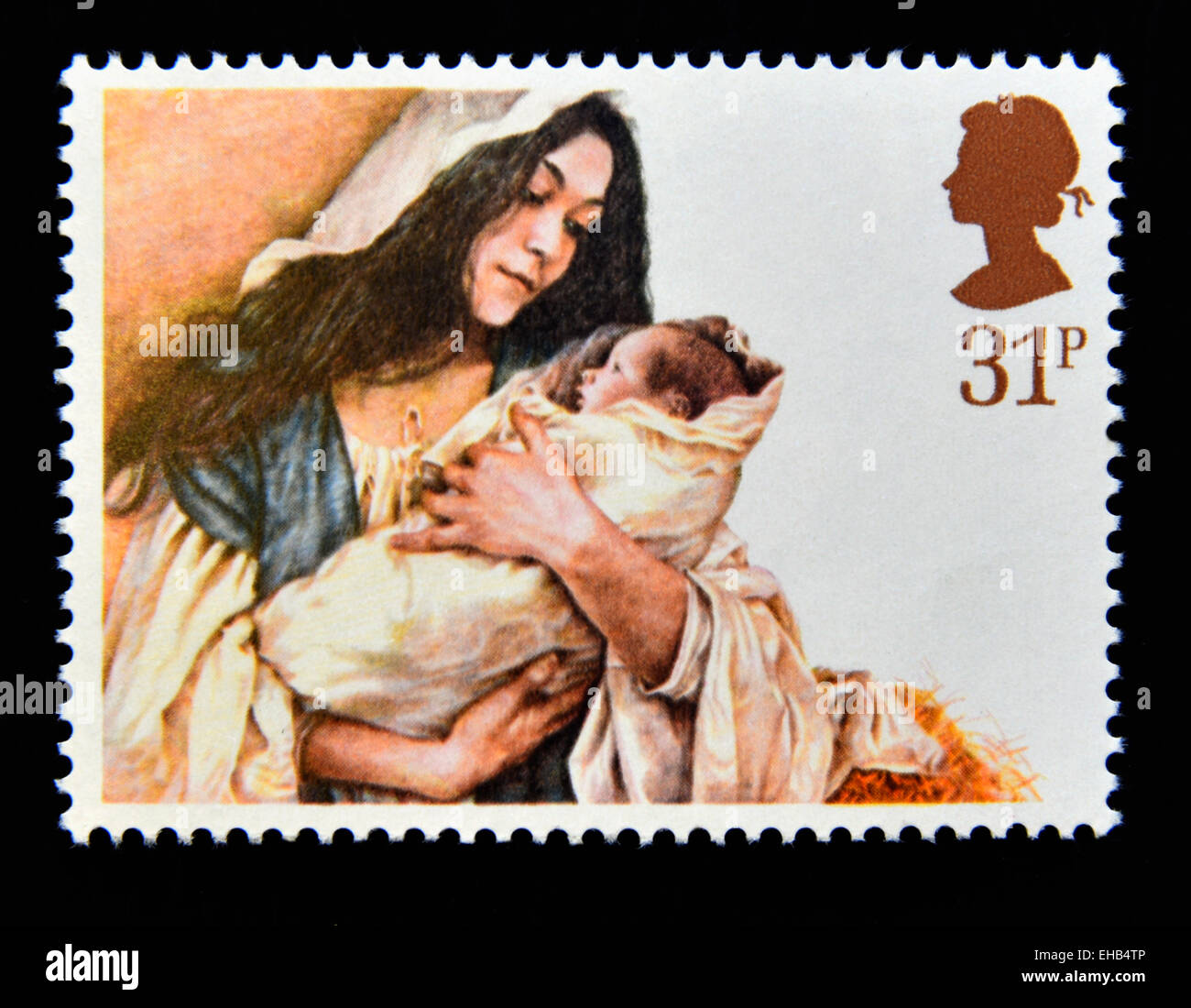 Postage stamp. Great Britain. Queen Elizabeth II. 1984. Christmas ...