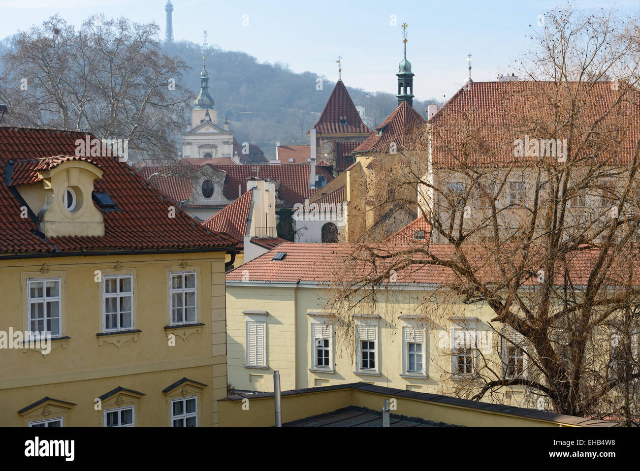 View from point on Charles Bridge near stairs of On Kamp Square toward ...