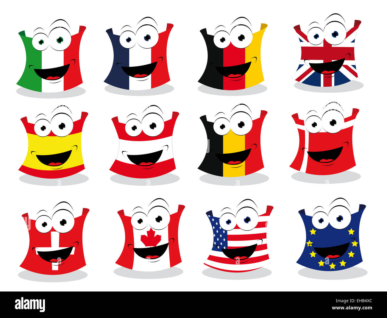 a vector cartoon representing some funny flags looking at camera Stock ...