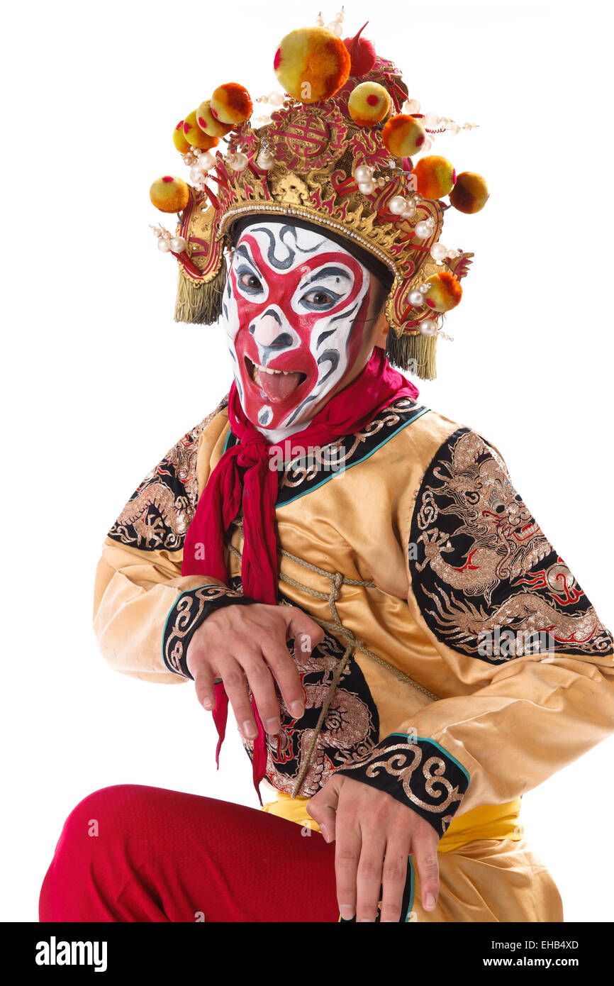 The main characters in the opera the Monkey King in a grimace Stock ...