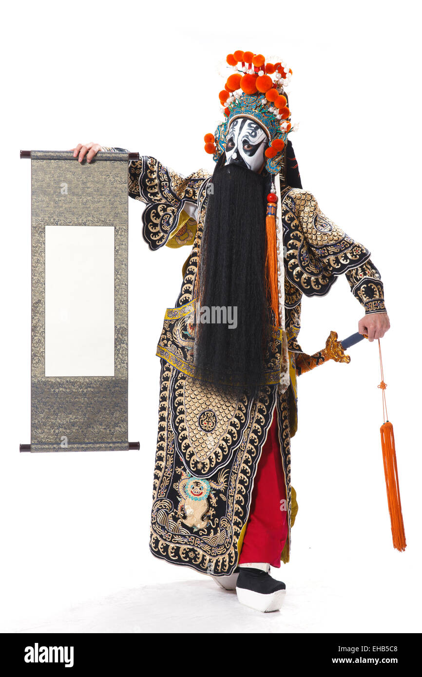 Peking Opera performers with scrolls Stock Photo - Alamy