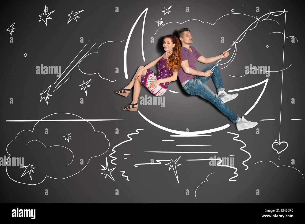 Fishing on a moon Stock Photo - Alamy