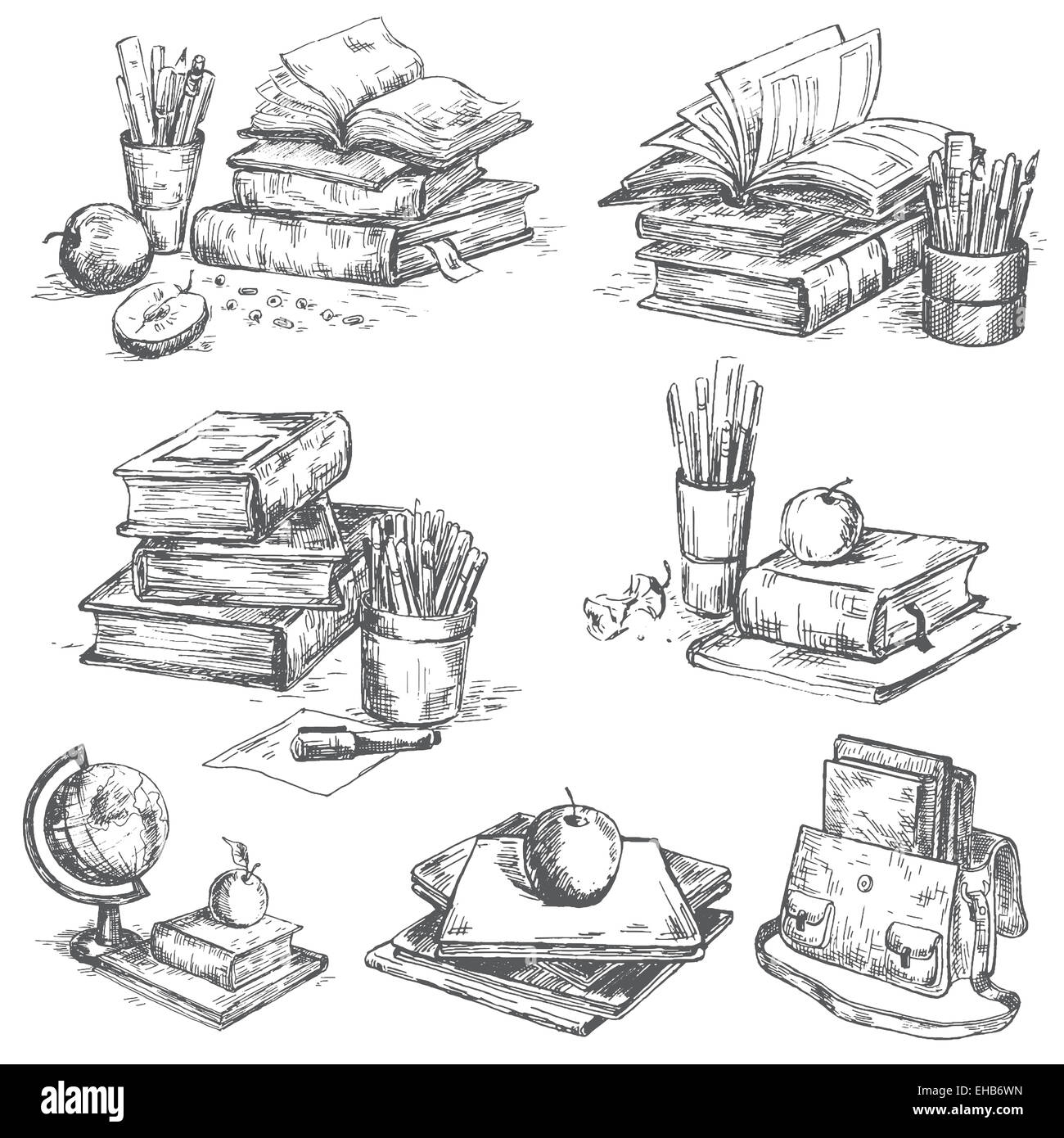 Old book pen vector illustration Cut Out Stock Images & Pictures - Alamy