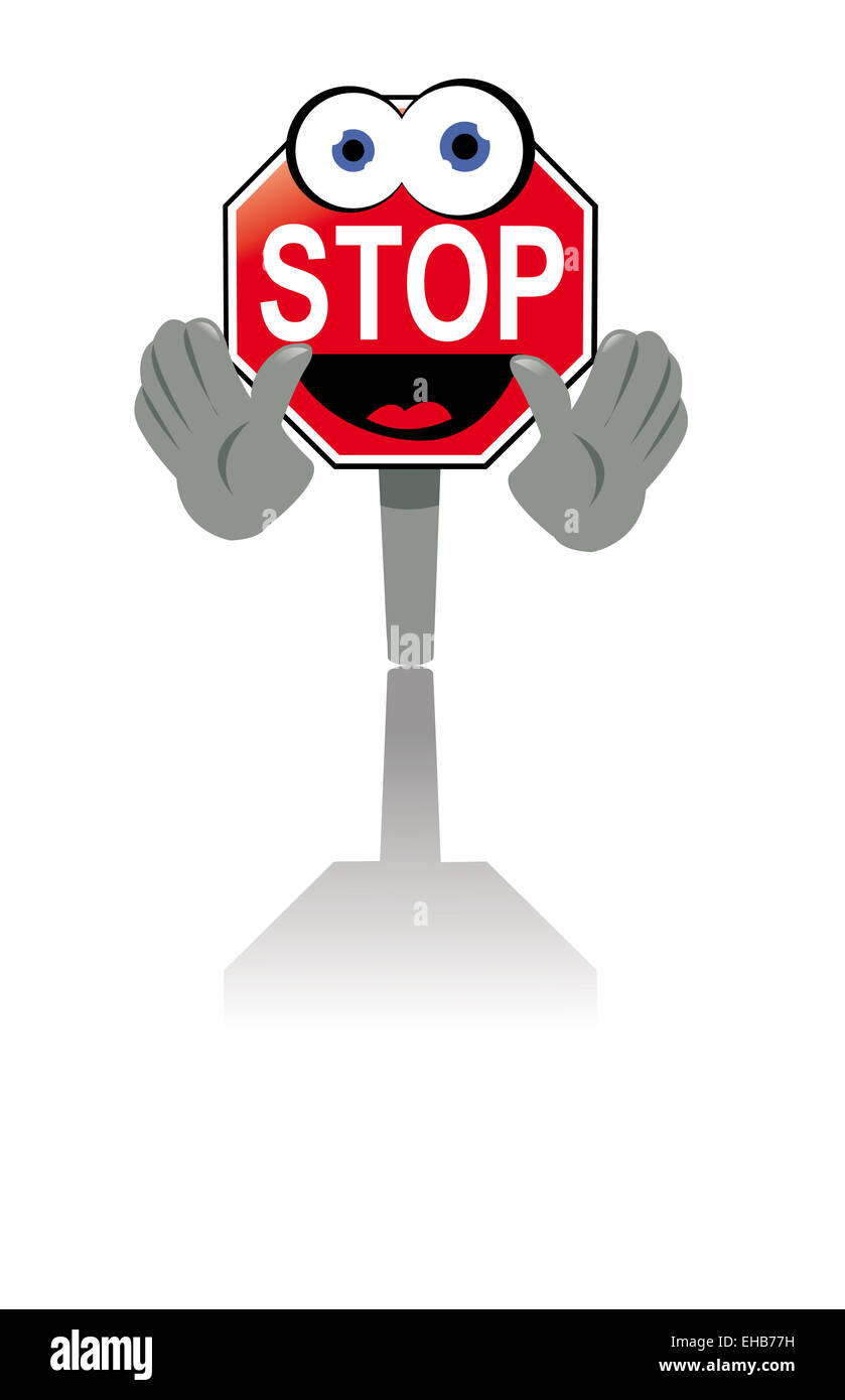 a vector cartoon representing a smiling stop sign Stock Photo - Alamy