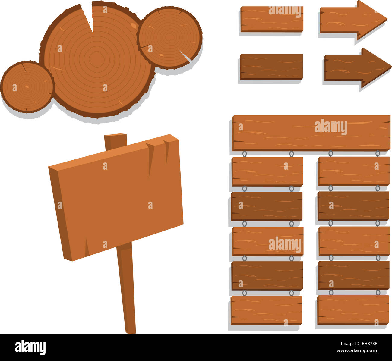 a vector cartoon representing some different kind of wooden signs Stock ...