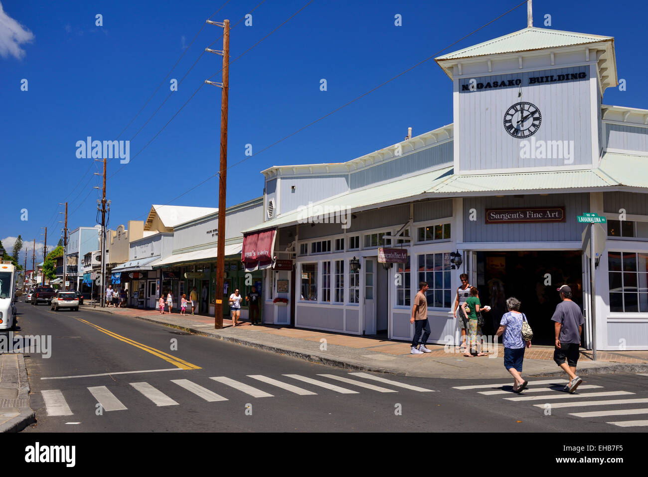 Shops and restaurants on Front Street, Lahaina, Maui, Hawaii, USA Stock ...