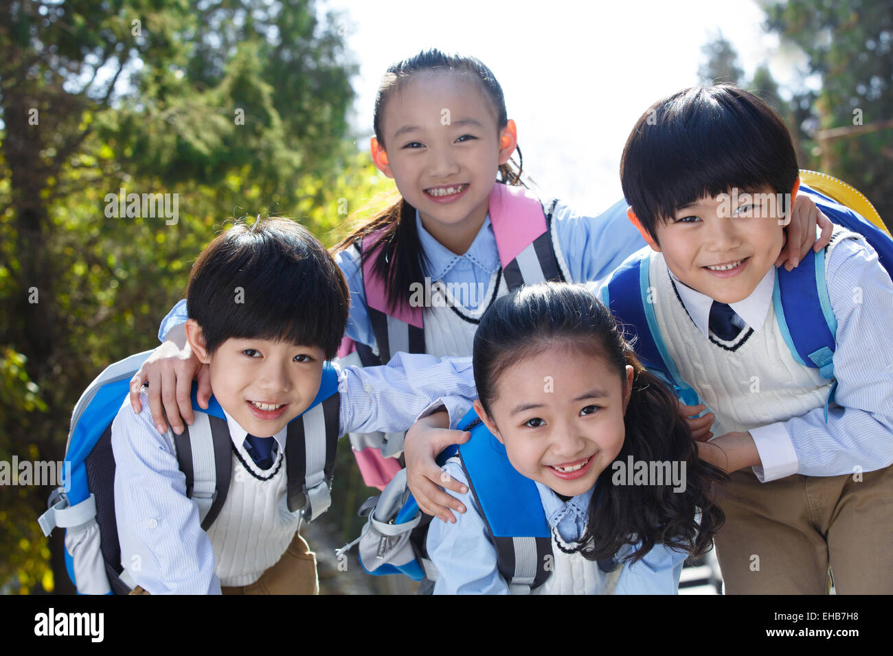Elementary school back schoolbag go to school Stock Photo - Alamy