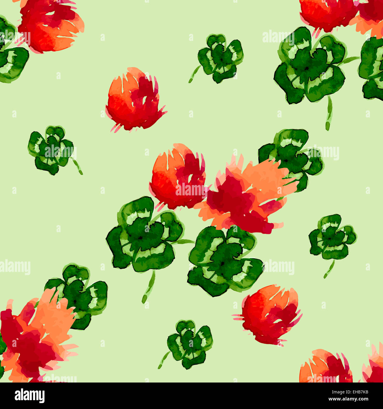 Floral Pattern Clover Flowers (Trifolium Pratense) and Victorian Motifs ...