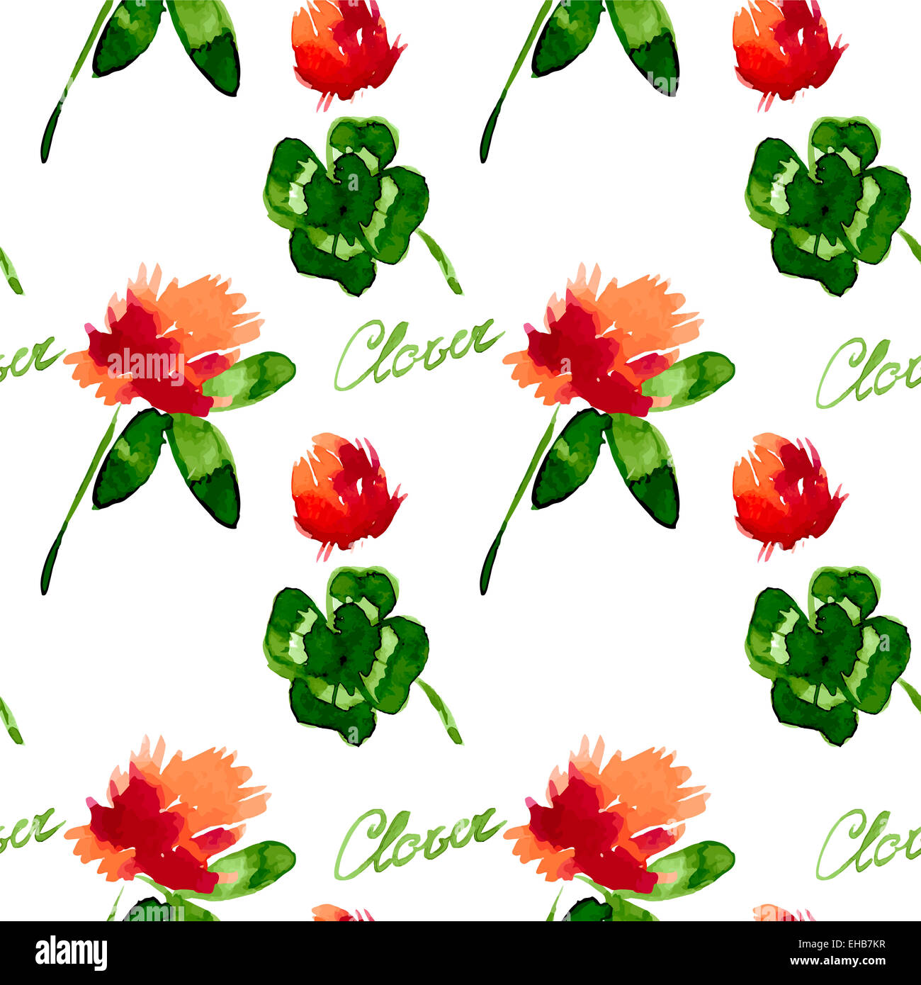 Floral Pattern Clover Flowers (Trifolium Pratense) and Victorian Motifs ...