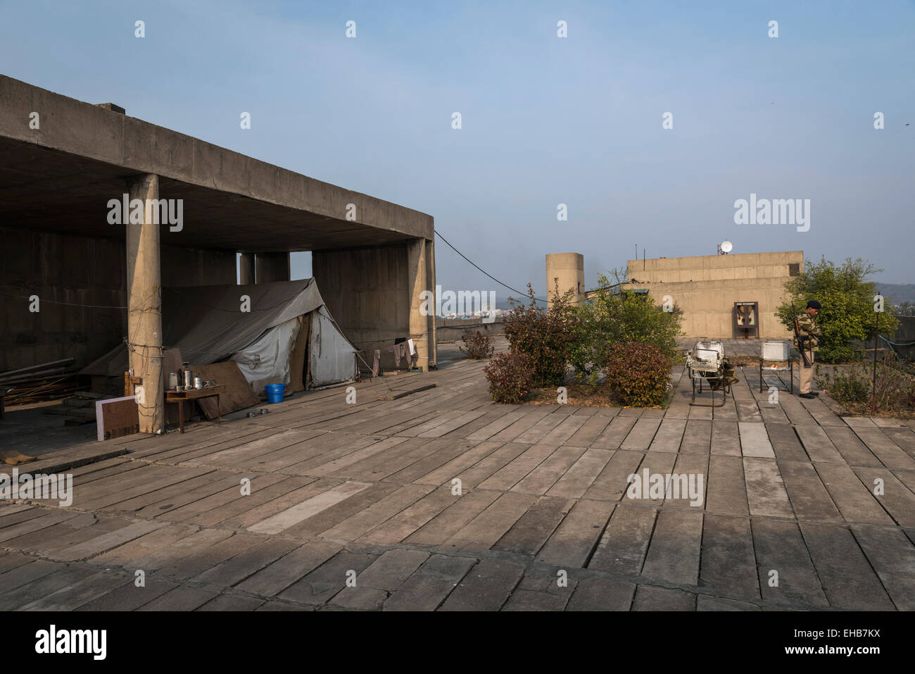 The roof top of The Secretariat building designed by Le Corbusier in ...