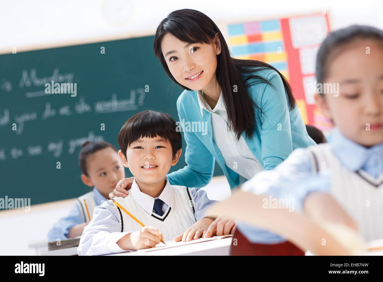 Writing all teachers and students in the school hi-res stock ...