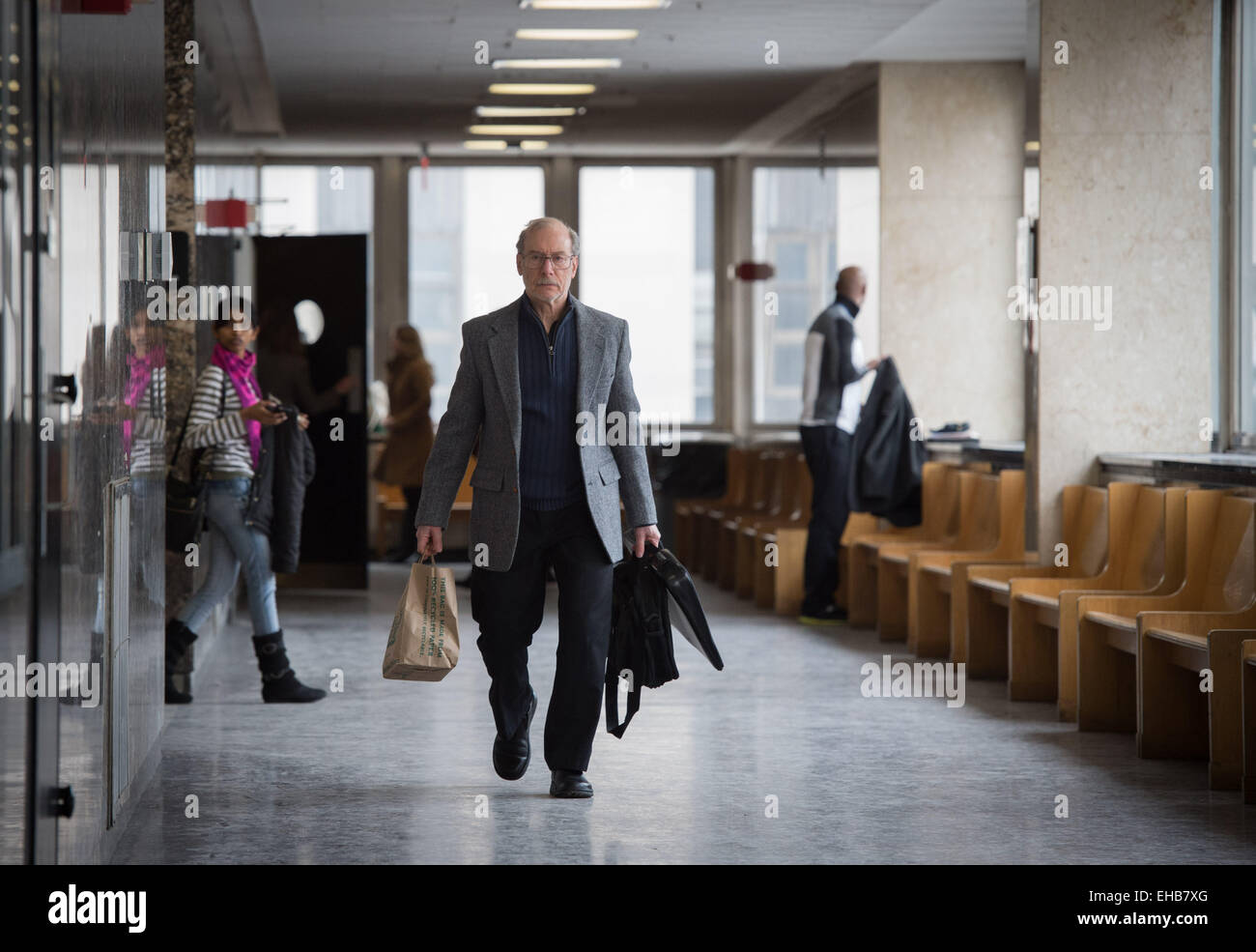 Manhattan, New York, USA. 10th Mar, 2015. Stanley Patz arrives to court ...