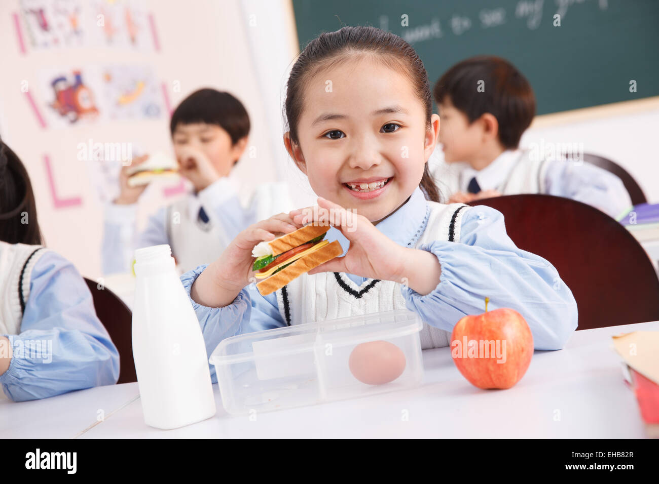 Students Eating Lunch In Classroom High Resolution Stock Photography ...