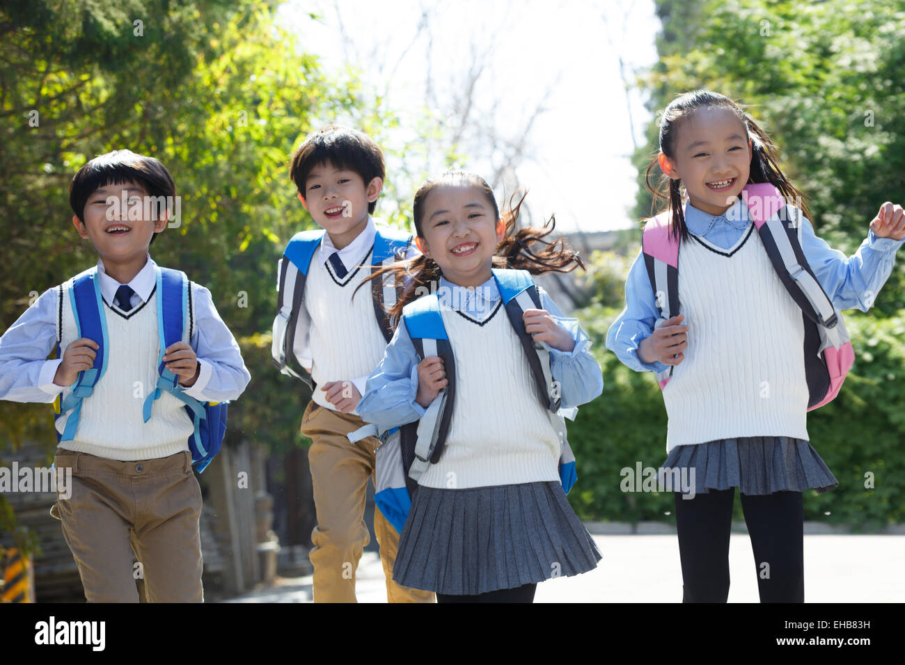 School Children Running In Uniform High Resolution Stock Photography ...